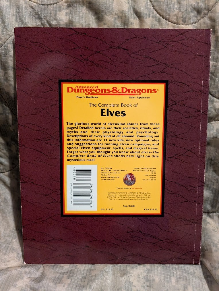 日本代購代標第一品牌【樂淘letao】－Advanced Dungeons & Dragons: The Complete Book of Elves (TSR 2131) 2E AD&D ...