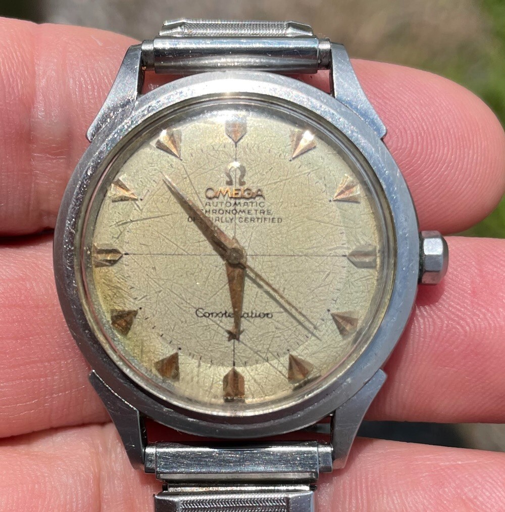 日本代購代標第一品牌【樂淘letao】－1954 Omega Constellation Watch, Ref 2852-1SC, Cal. 501, Cross Hair Dial, Pie ...