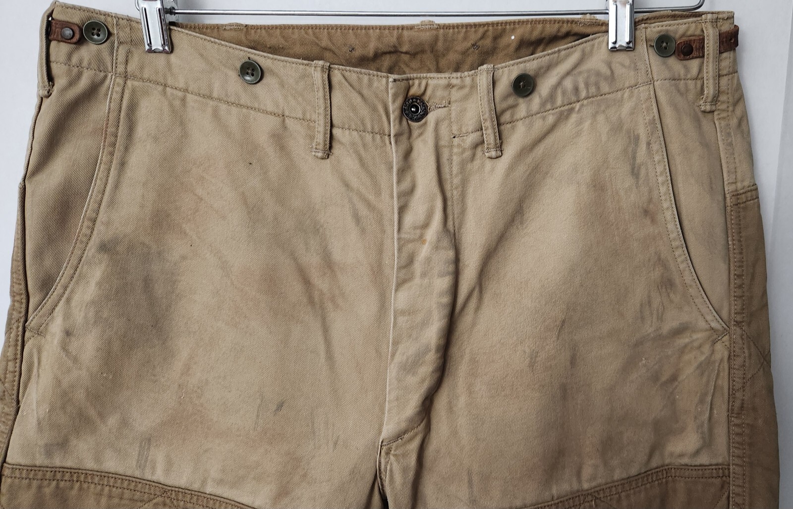 日本代購代標第一品牌【樂淘letao】－Double RRL 34x32 Hunting Double Seat & Knee Leather Side Buckle Trouser ...