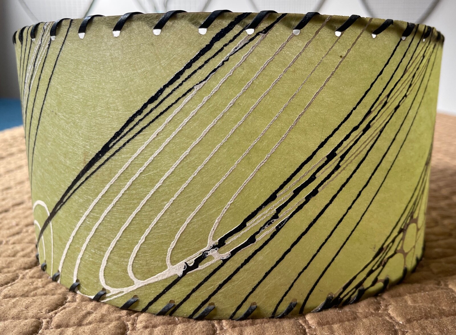 代購代標第一品牌－樂淘letao－Small Round Vintage 1950s Green Fiberglass Lamp Shade Mid Century Modern Atomic ...