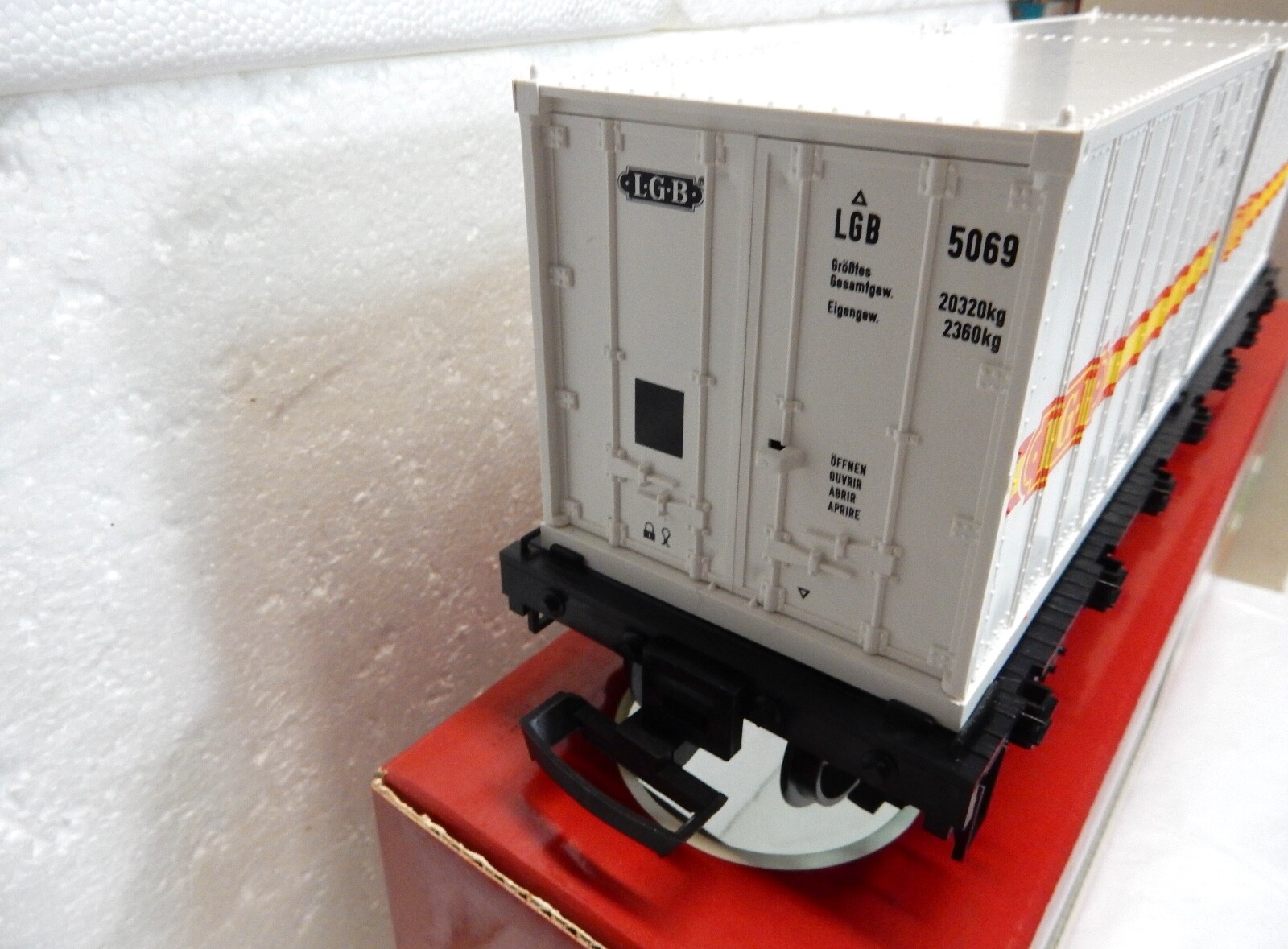 【樂淘letao】日本代購代標第一品牌－LGB G Gauge 4069 Flatcar with Lehmann - LGB White/Yellow Containers w Orig ...