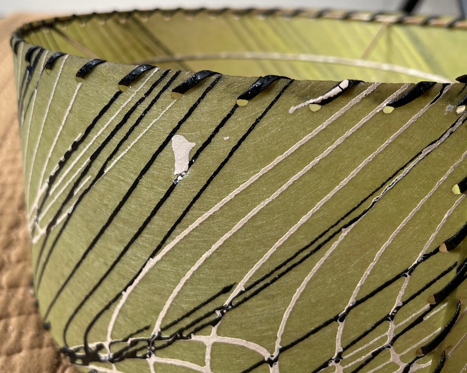 代購代標第一品牌－樂淘letao－Small Round Vintage 1950s Green Fiberglass Lamp Shade Mid Century Modern Atomic ...