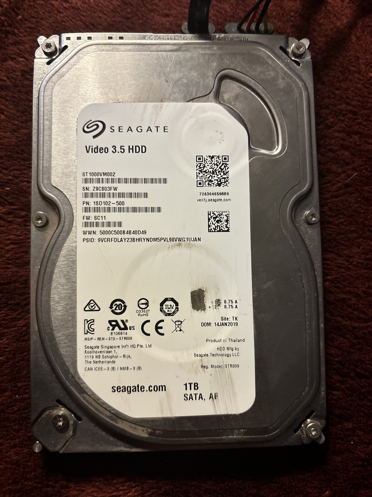 Yahoo!オークション - SEAGATE ST1000VM002 Video 3.5" HDD 1TB S...