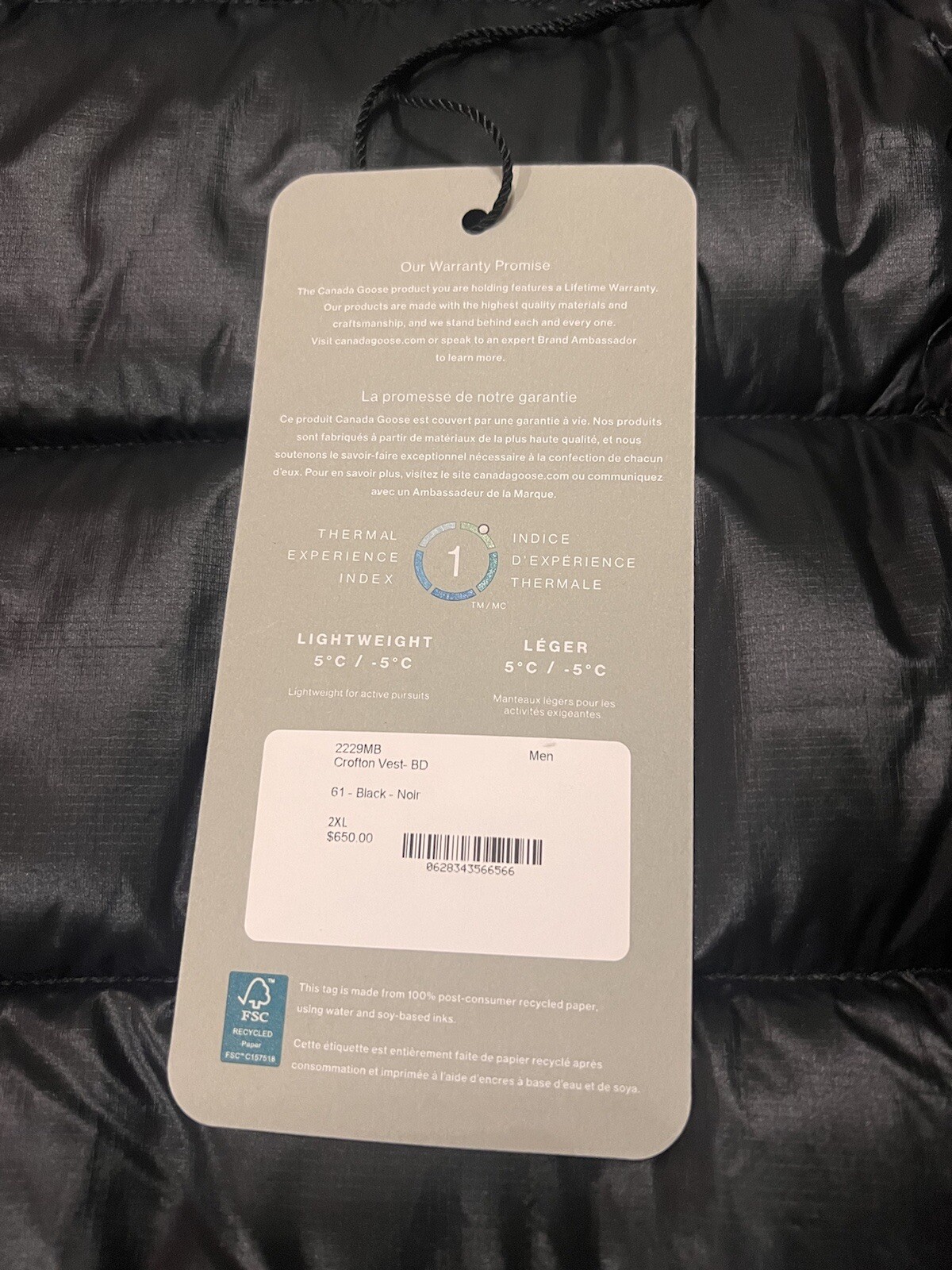 日本代購代標第一品牌【樂淘letao】－Two Canada Goose Crofton Puffer Vests 2XL (Grey Excellent / Black Used Twice ...