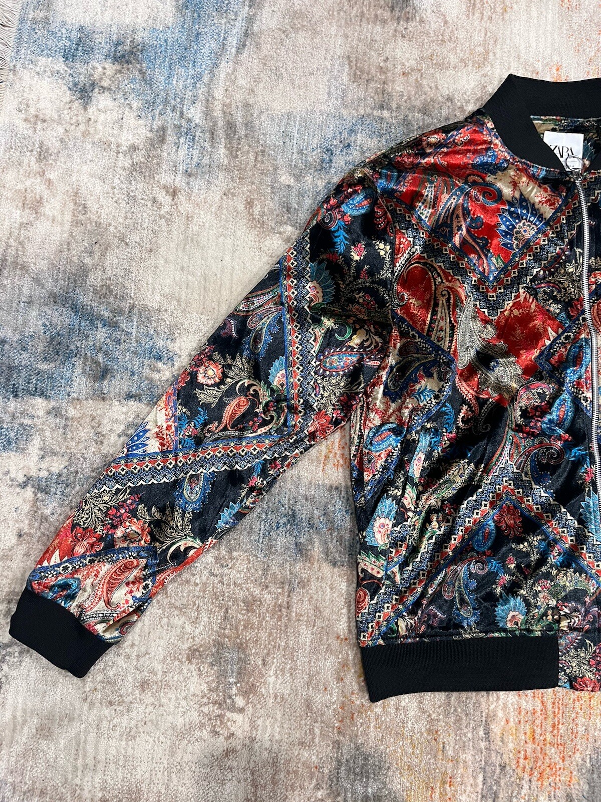 日本代購代標第一品牌【樂淘letao】－Zara Jacket Adult XL Colorful Paisley Velvet Lightweight Colorful Bomber 海外 即決