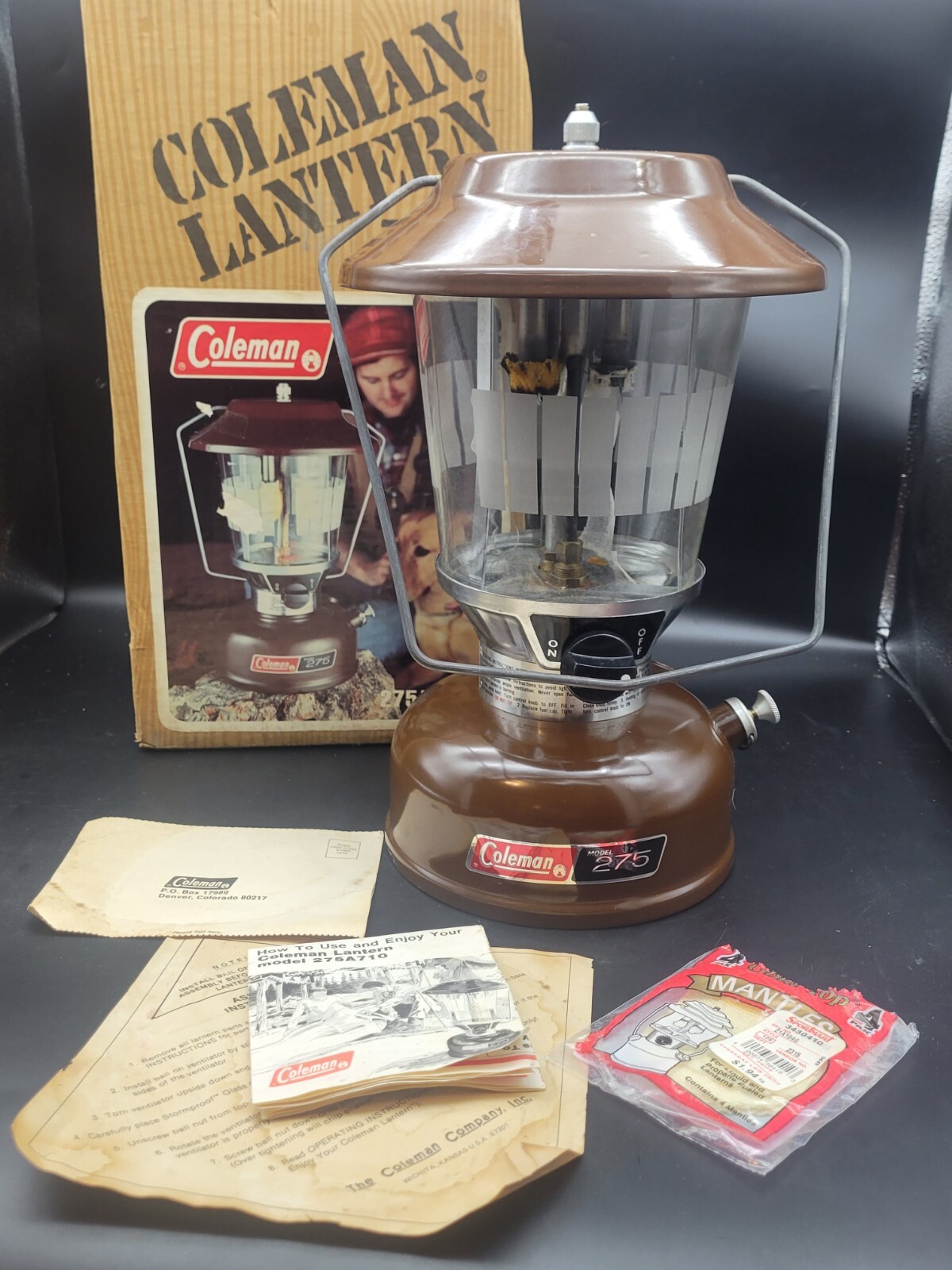 日本代購代標第一品牌【樂淘letao】－1979 COLEMAN LANTERN Model 275 Brown Picket Fence Globe EXCELLENT! 海外 即決