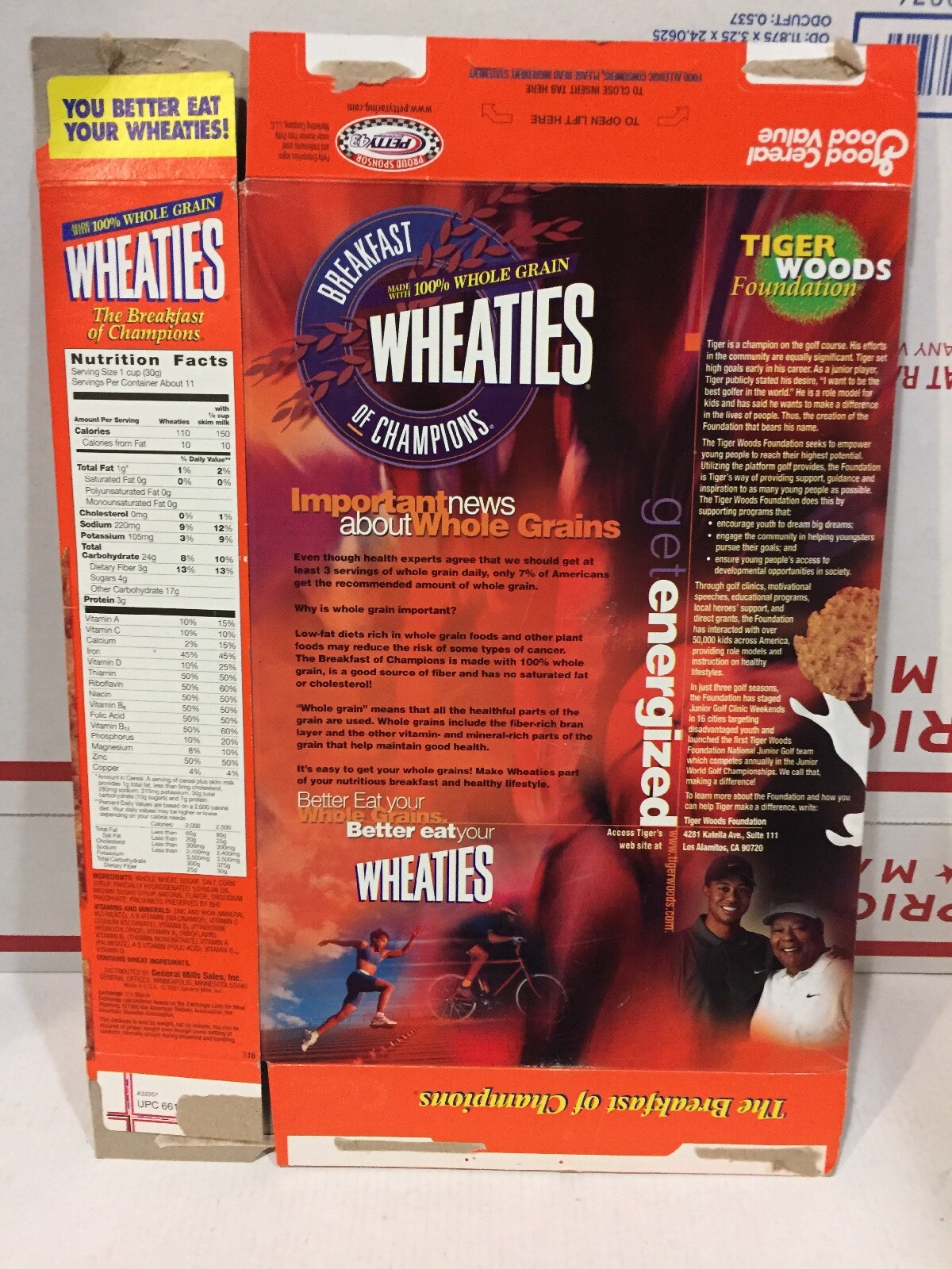 日本代購代標第一品牌【樂淘letao】－2001 Tiger Woods General Mills Wheaties Cereal Box FLAT - Golf PGA - Good ...