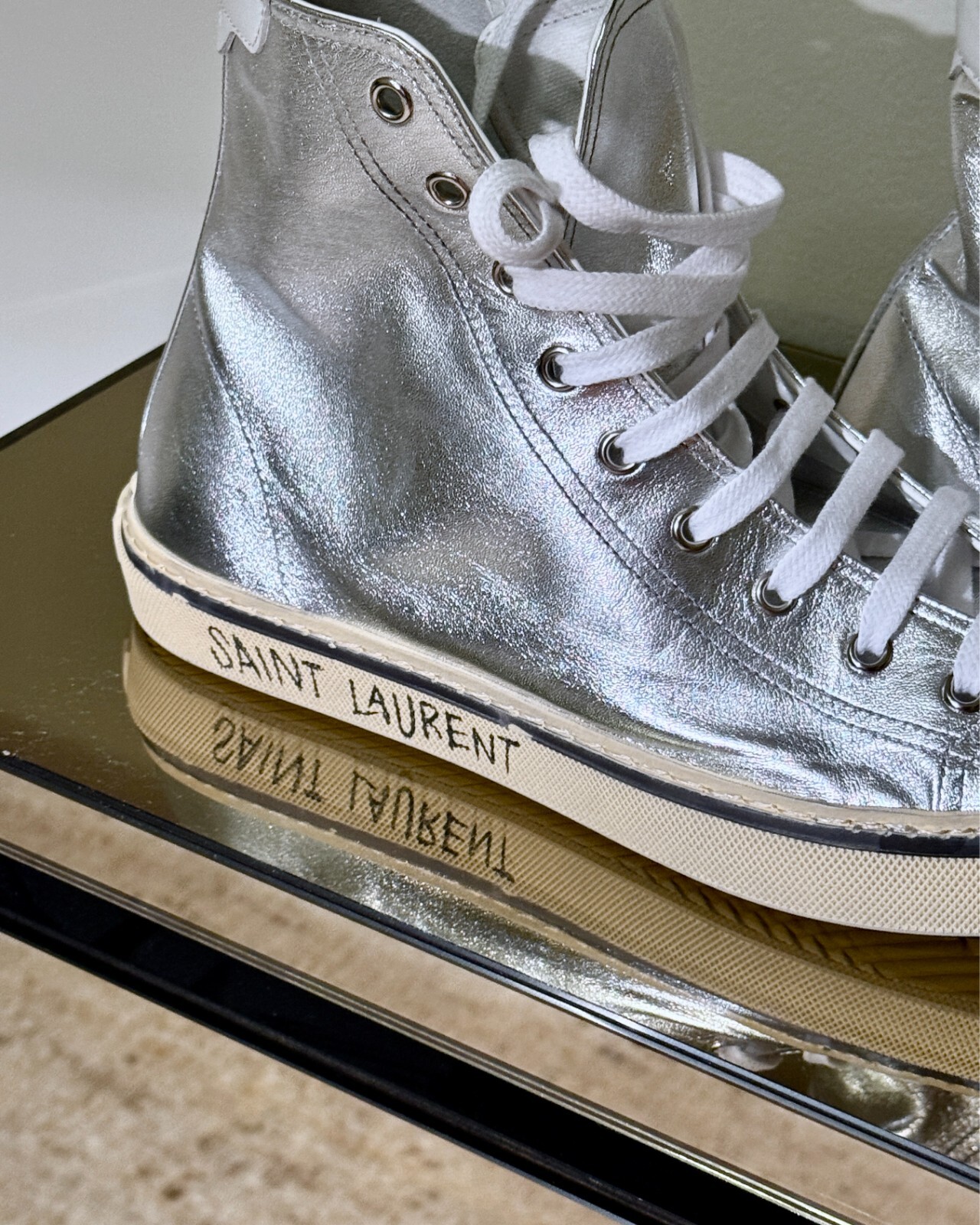 日本代購代標第一品牌【樂淘letao】－YSL Saint Laurent 711267 Silver Golden メンズ Hi Sneaker Shoe EURO 41.5 8 9 ...