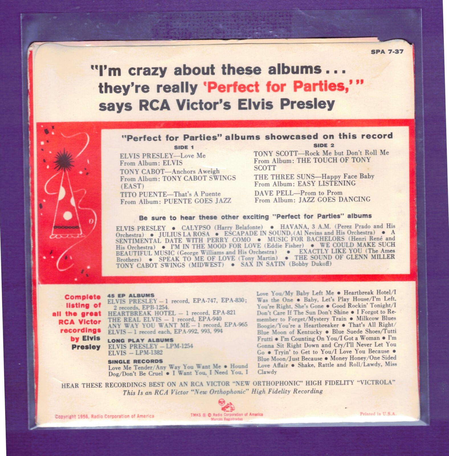 日本代購代標第一品牌【樂淘letao】－エルヴィス・プレスリー PERFECT FOR PARTIES プロモ E.P 45 RPM RECORD 海外 即決