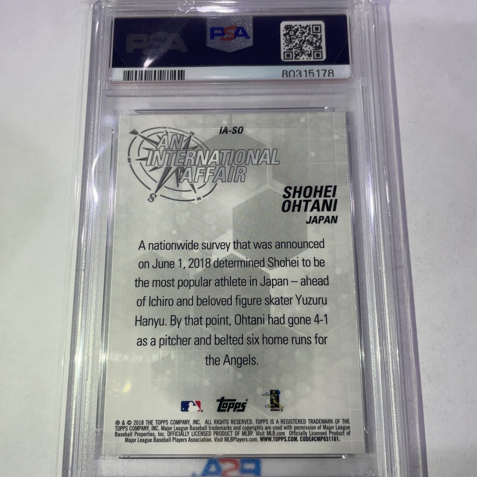 日本代購代標第一品牌【樂淘letao】－2018 Topps Chrome Update 大谷翔平 International Affair PSA 10 RC #SO Angels 海外 即決