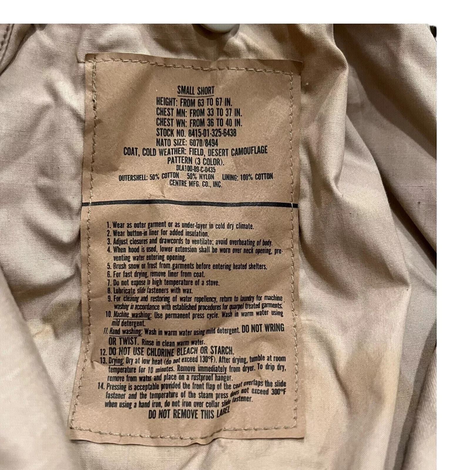 日本代購代標第一品牌【樂淘letao】－US ARMY M-1965 M65 FIELD JACKET DESERT CAMO 1989 SZ SMALL SHORT - NO LINER ...