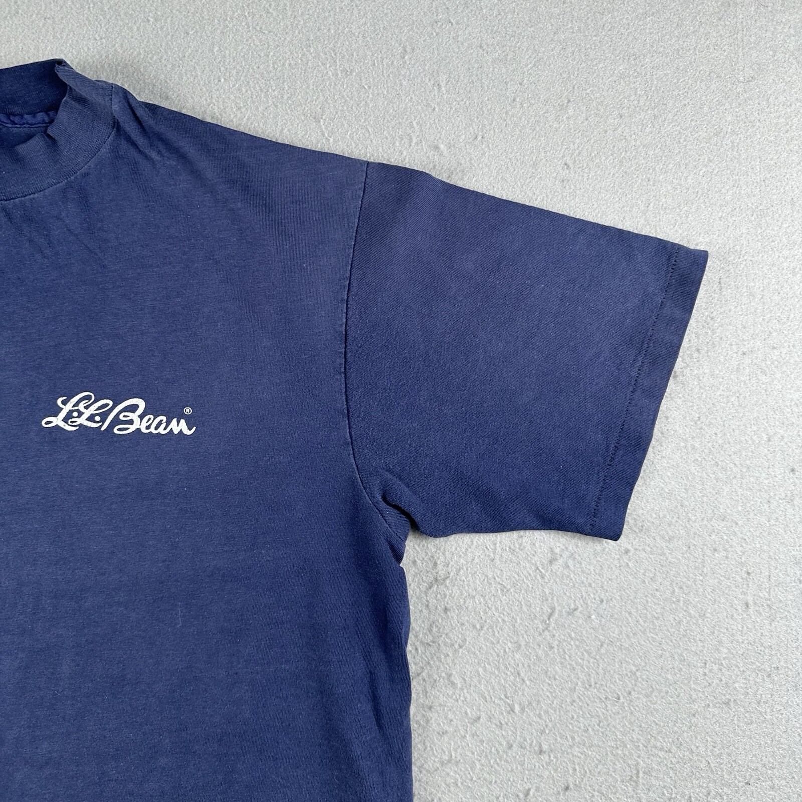 日本代購代標第一品牌【樂淘letao】－Vintage 80s LL Bean T-Shirt Men’s Large Blue Script Logo Short Sleeve Crew ...
