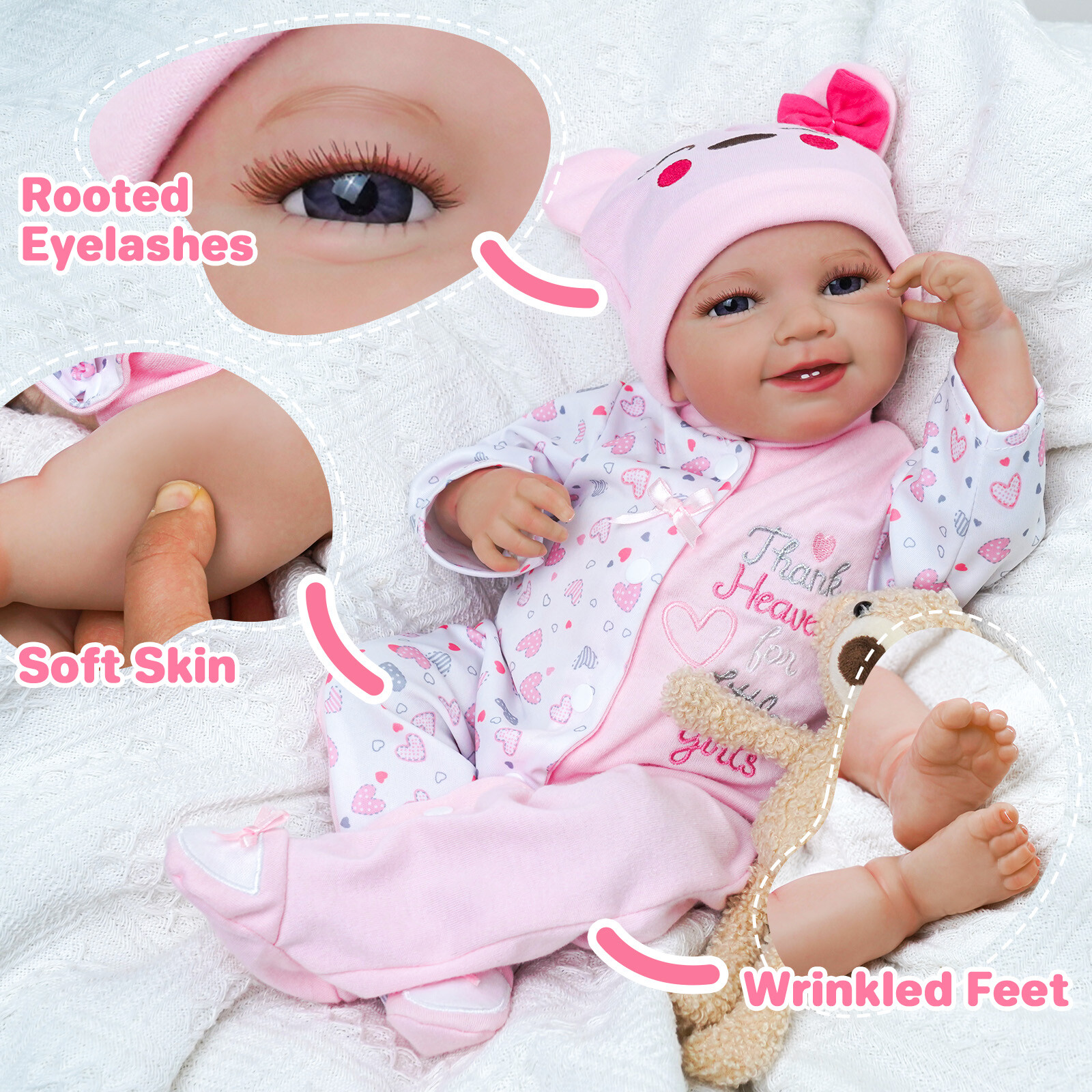 日本代購代標第一品牌【樂淘letao】－BABESIDE 20Inch Reborn Baby Dolls with Heartbeat Breathing Leen Sweet Smile ...