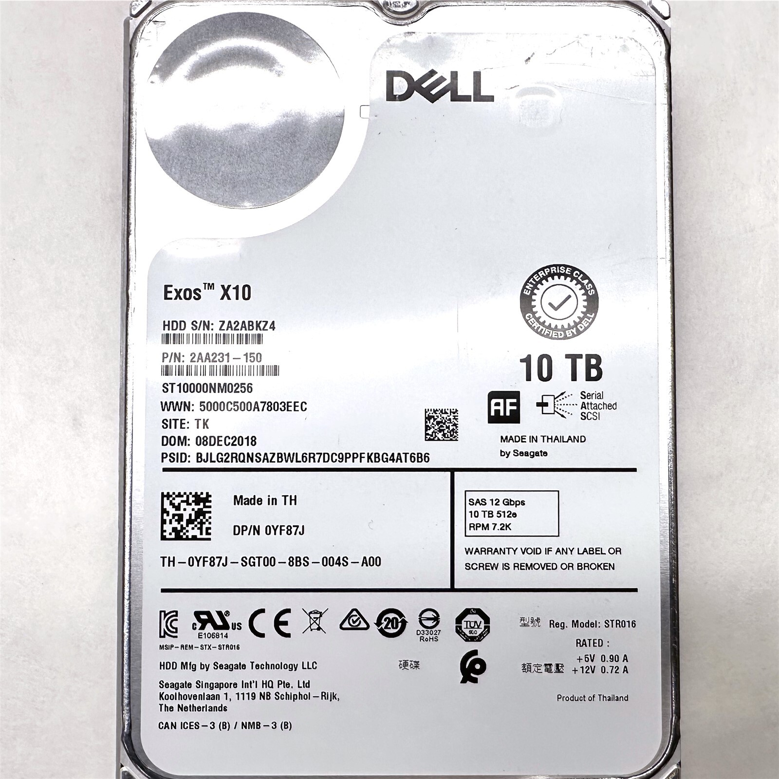 Yahoo!オークション - Seagate Exos X10 ST1000NM0256 Dell YF87 10TB ...