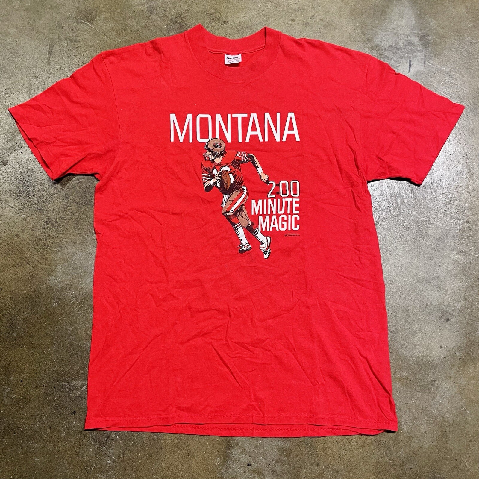 日本代購代標第一品牌【樂淘letao】－Vintage 80s Joe Montana Sf 49ers 2 Minute Magic NFL Football T-Shirt Sz XL 海外 即決