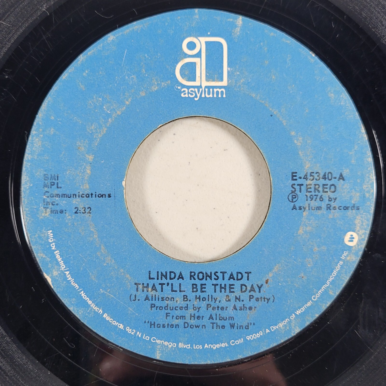 代購代標第一品牌－樂淘letao－Linda Ronstadt's 45 RPM Vinyl Record That'll Be The Day / Try Me Again 1976 海外 即決