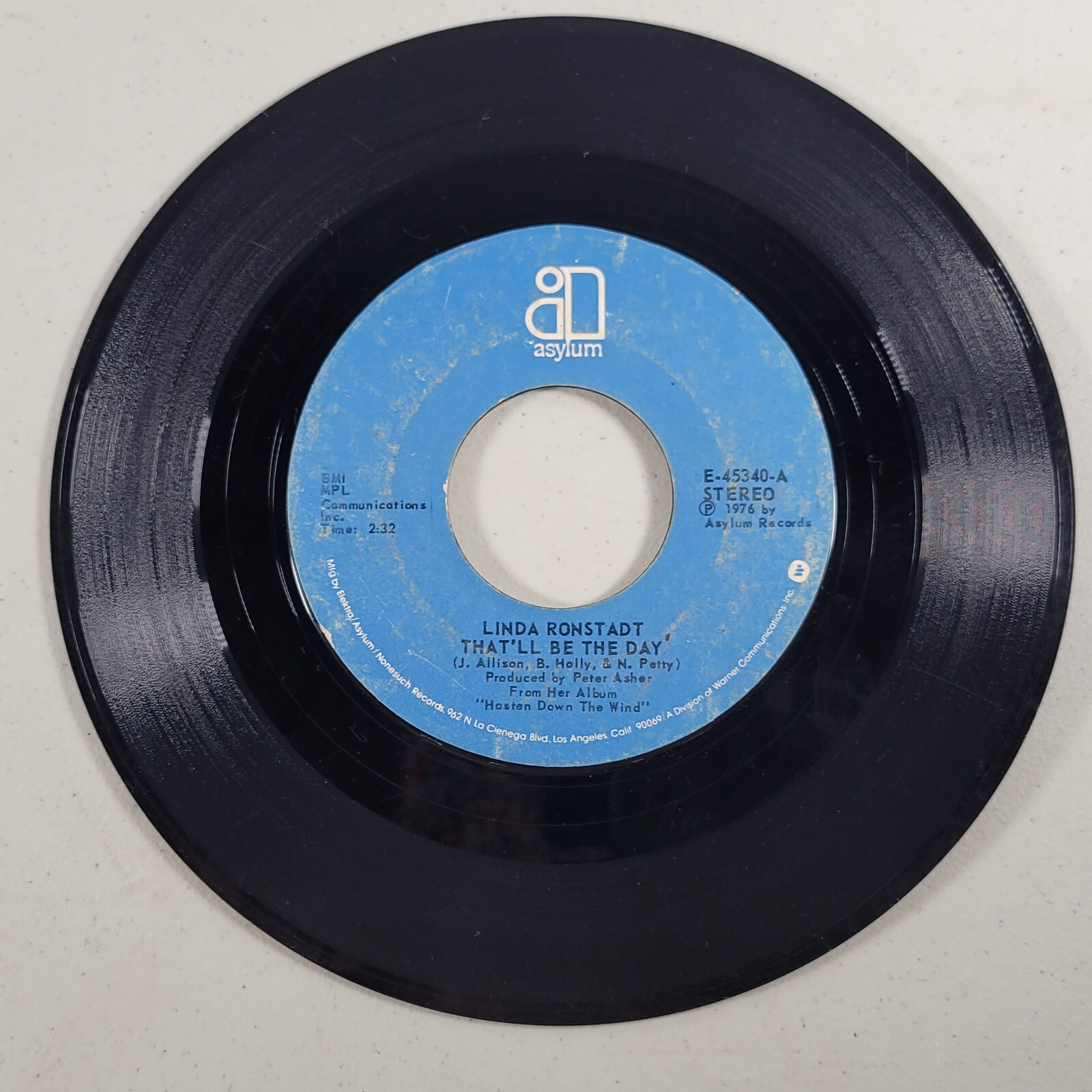 代購代標第一品牌－樂淘letao－Linda Ronstadt's 45 RPM Vinyl Record That'll Be The Day / Try Me Again 1976 海外 即決