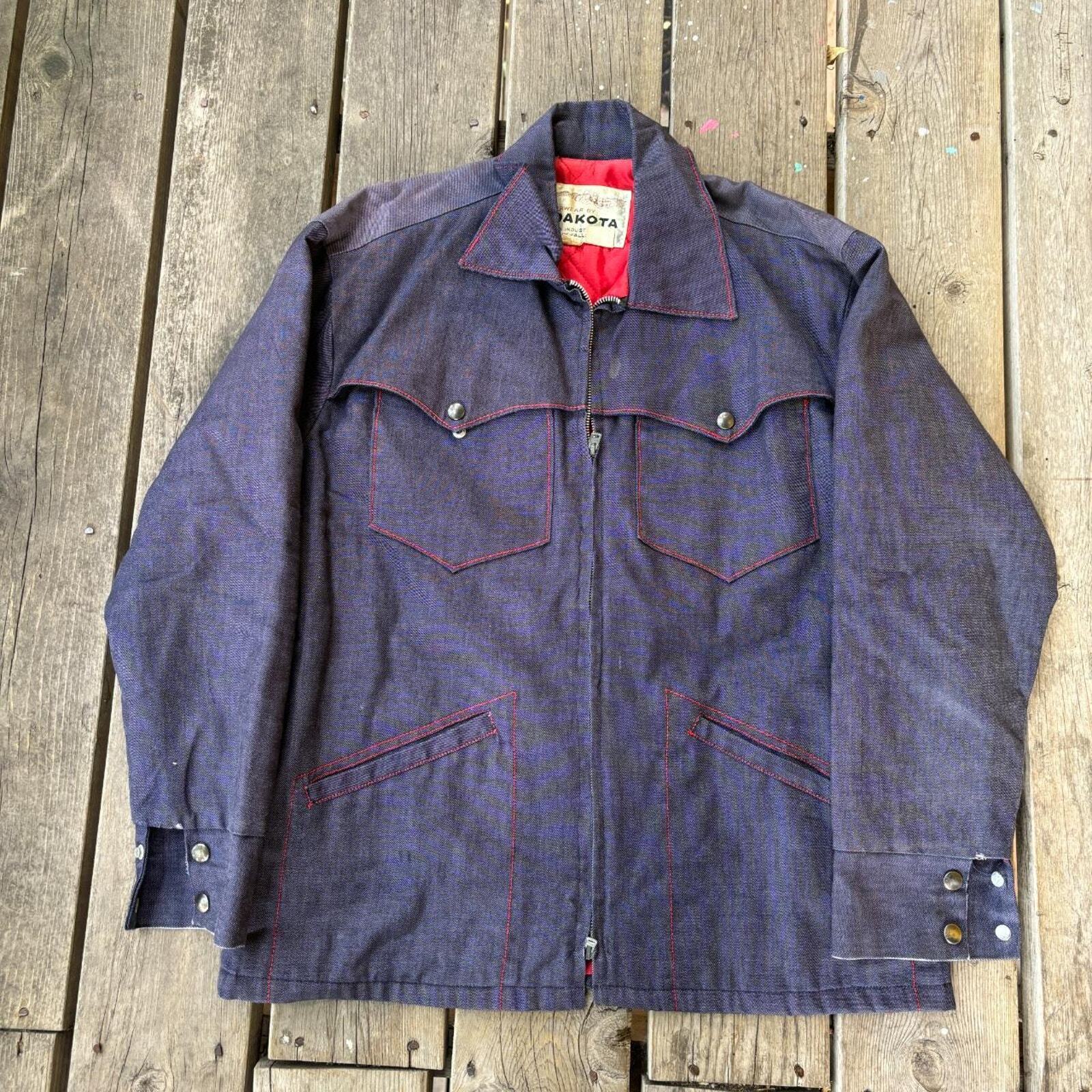 日本代購代標第一品牌【樂淘letao】－1960s 70s vintage western style denim quilted jacket Dakota brand L 海外 即決