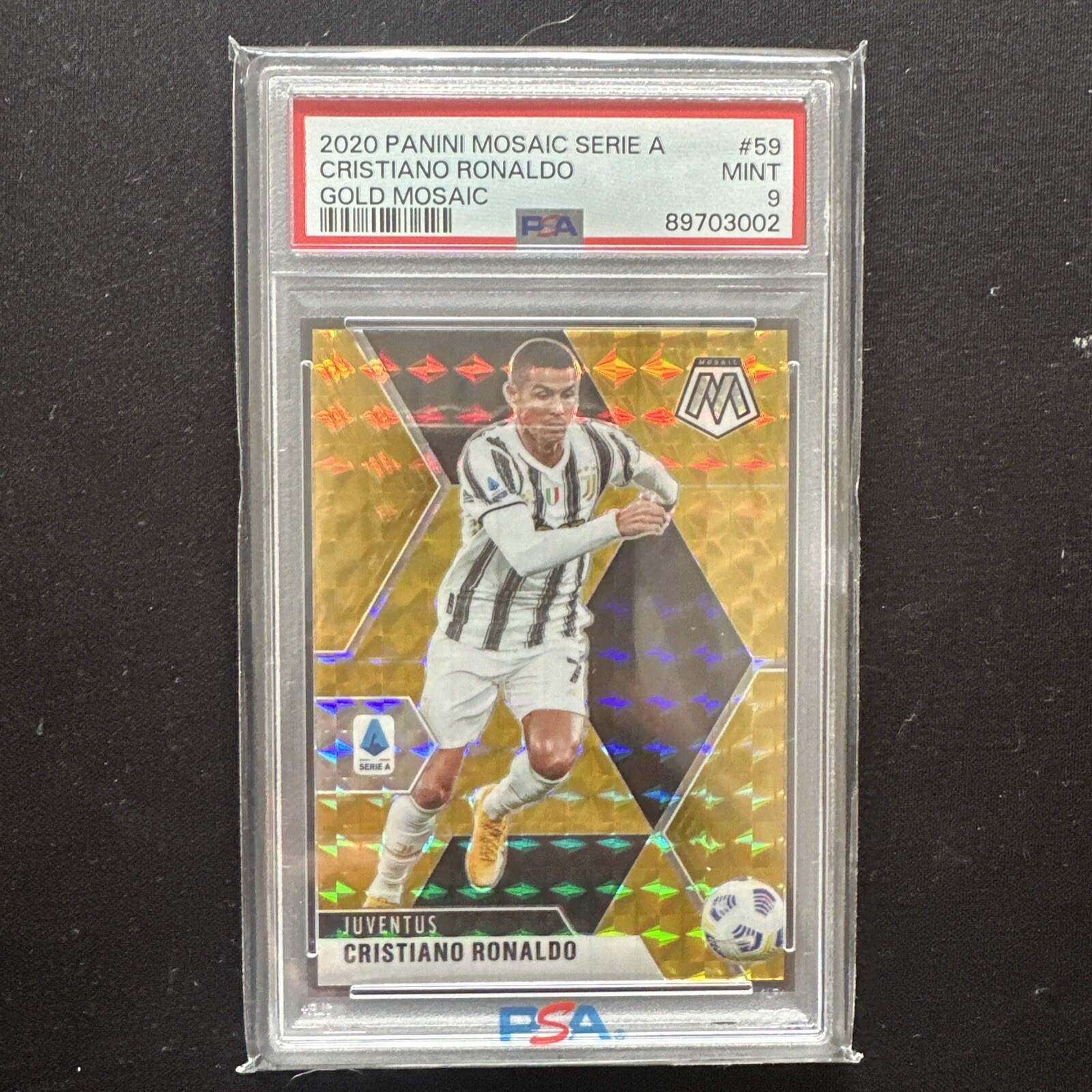 日本代購代標第一品牌【樂淘letao】－2020-21 PANINI MOSAIC Serie A CRISTIANO RONALDO Gold Prizm 9/10 PSA 9 海外 即決