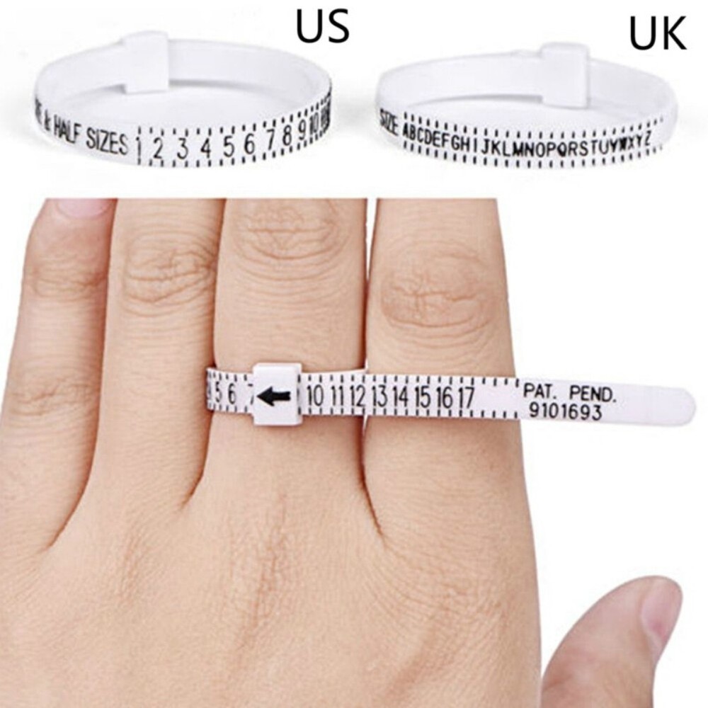 JW UK US Standard Finger Ring Size Handmade Measuring Tape Ruler Loop
