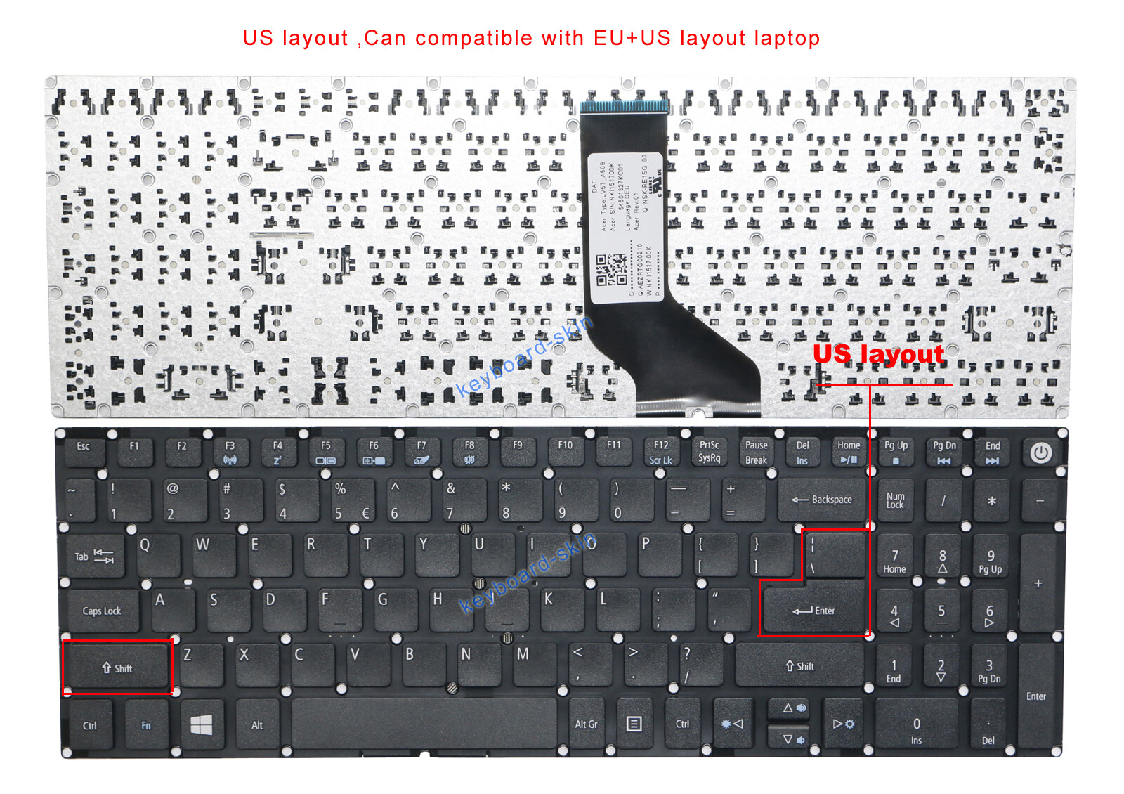 Acer A515-51G A515-52 A515-52G A615-51G A515-52-55FF US keyboard non ...