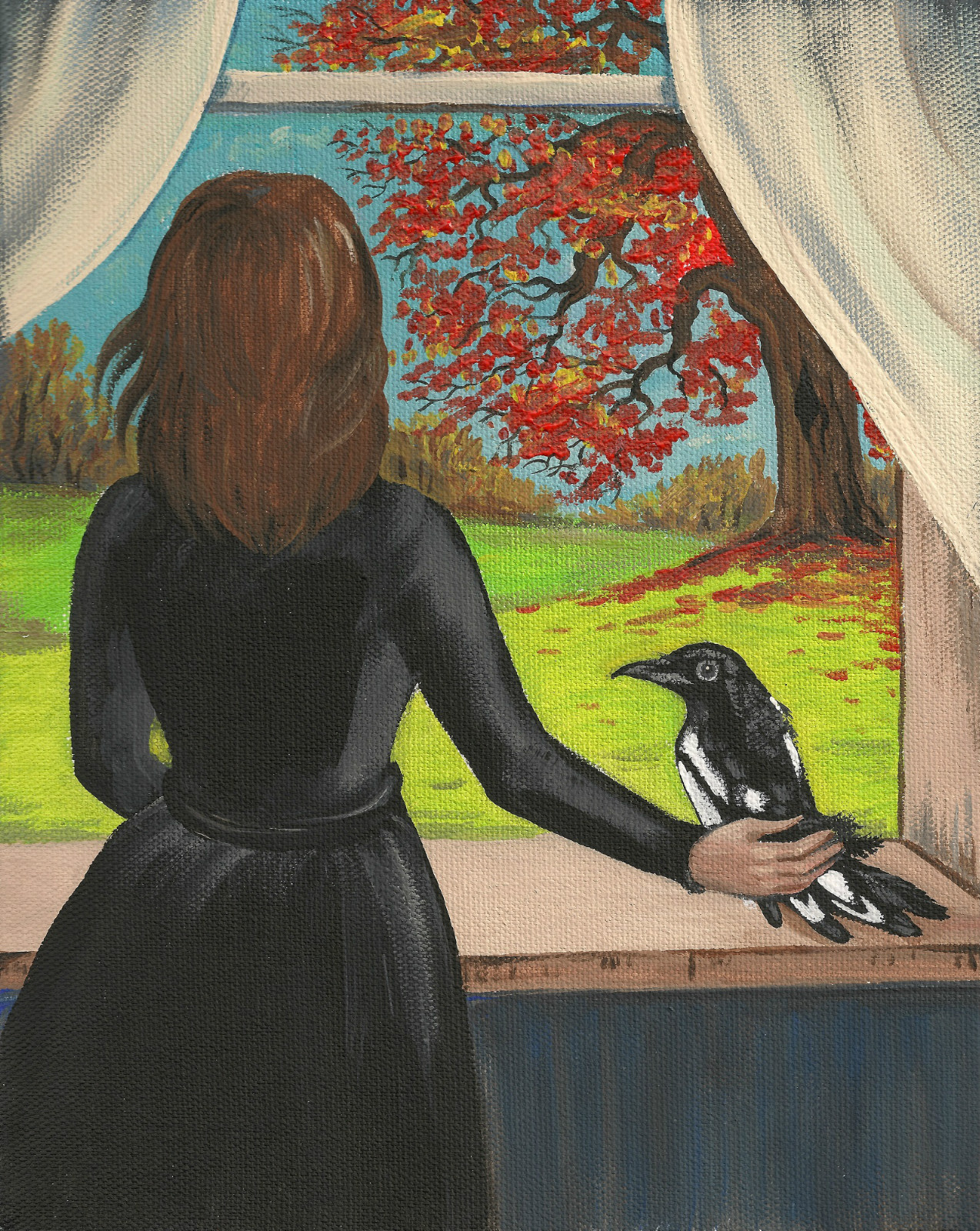 ACEO PRINT OF PAINTING RYTA HALLOWEEN FOLK ART RAVEN CROW JACKDAW ... ACEO PRINT OF PAINTING RYTA HALLOWEEN FOLK ART RAVEN CROW JACKDAW ...