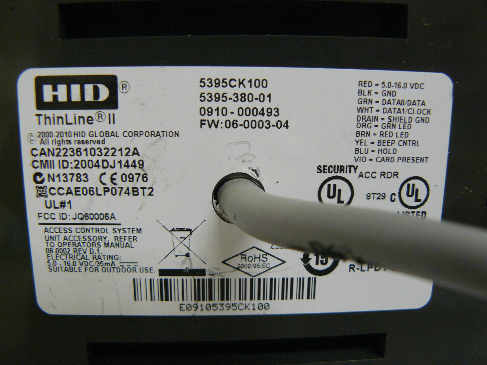 HID GLOBAL CORPORATION THINLINE II 5395CK100 SWITCH PLATE PROX READER ...