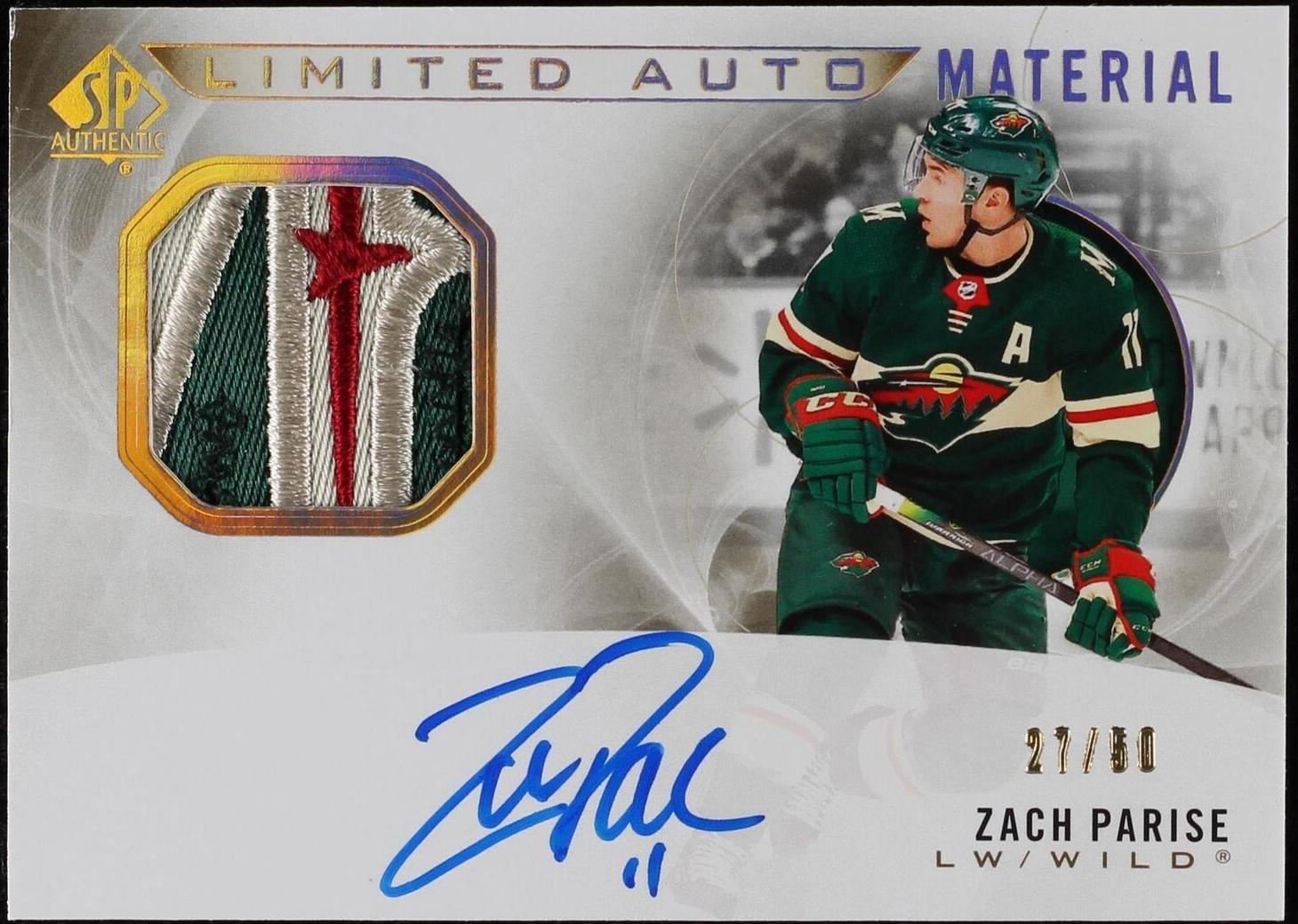 2020-21 SP Authentic - Limited Autograph Material Zach Parise #LAM-ZP ...