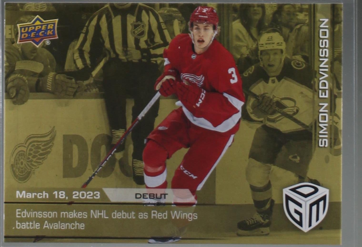 2022-23 Upper Deck Game Dated Moments - Debut Gold #67 Simon Edvinsson ...