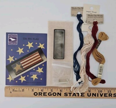 twisted threads tin pin usa cross stitch pattern and tin with bonus linen s17 325026261174