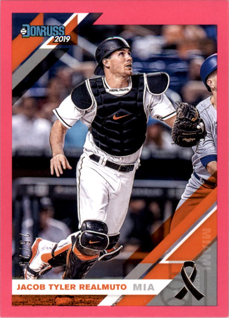 2019 Panini Donruss - Variation Mother's Day Ribbon "Jacob Tyler Realmuto" on Front #105 J.T ...