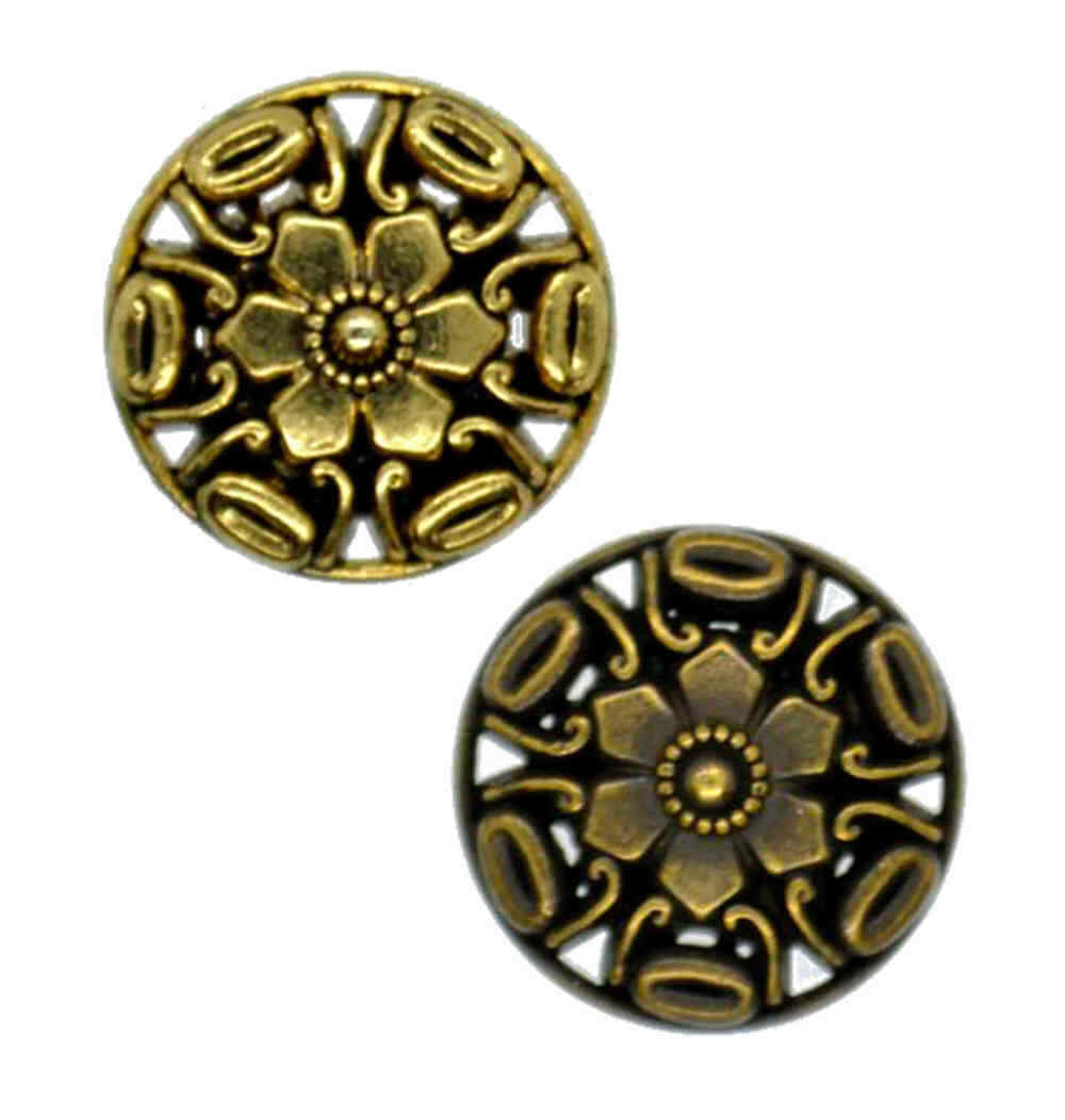 GOTHIC FLORAL SHANK BUTTONS Antique Gold,Silver,Brass and GOTHIC FLORAL SHANK BUTTONS Antique Gold,Silver,Brass and
