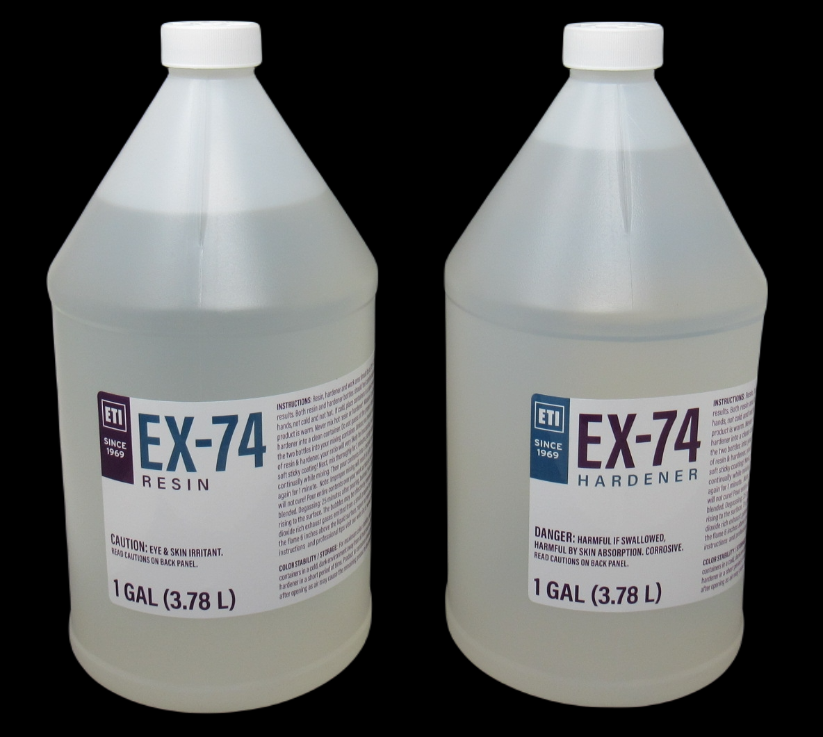 2-GALLON EX-74 Epoxy Resin + Hardener CLEAR Gloss