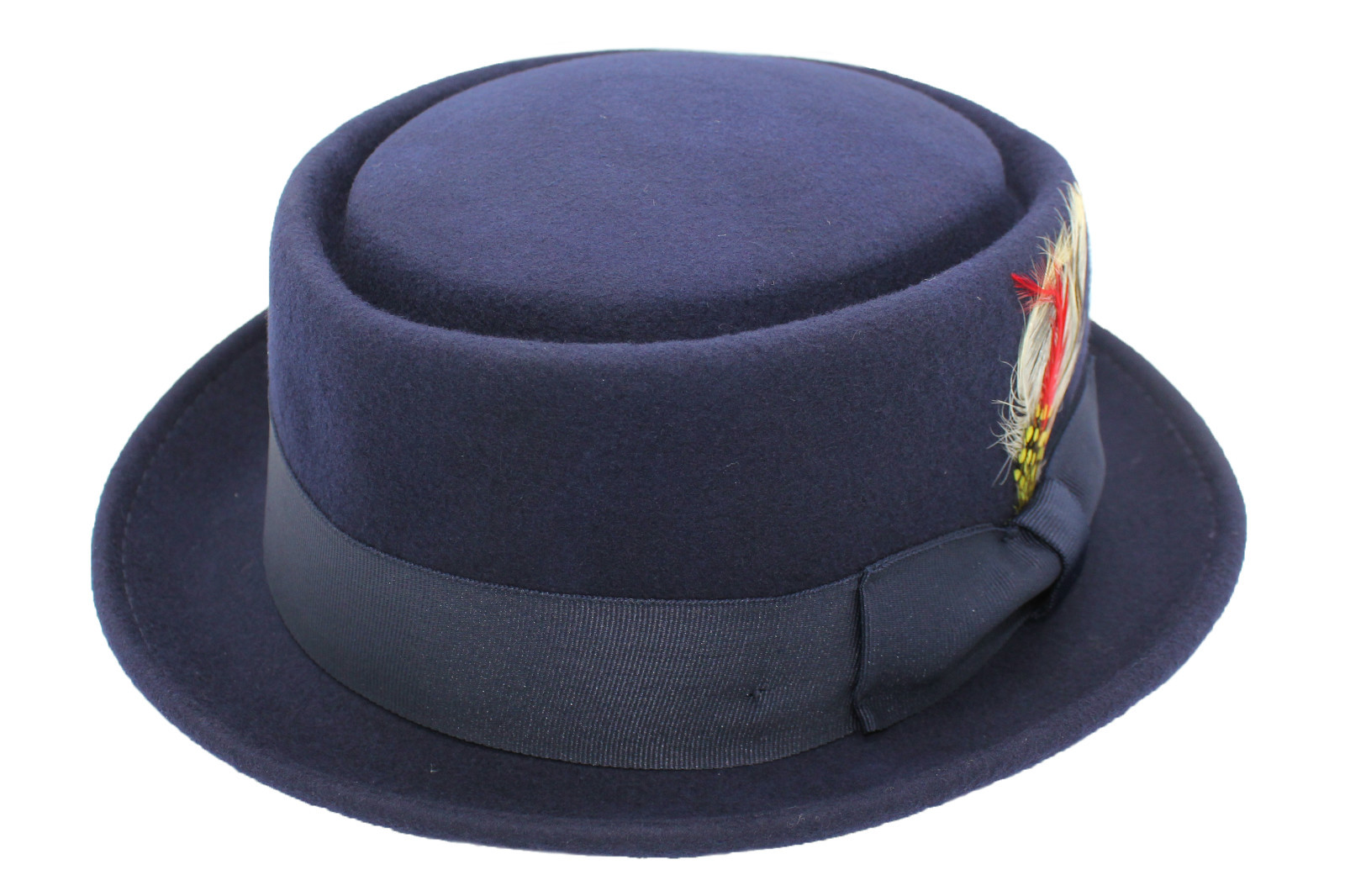 High Quality Navy Hand Made 100% Wool Porkpie Pork Pie Hat 4 Sizes S, M ...