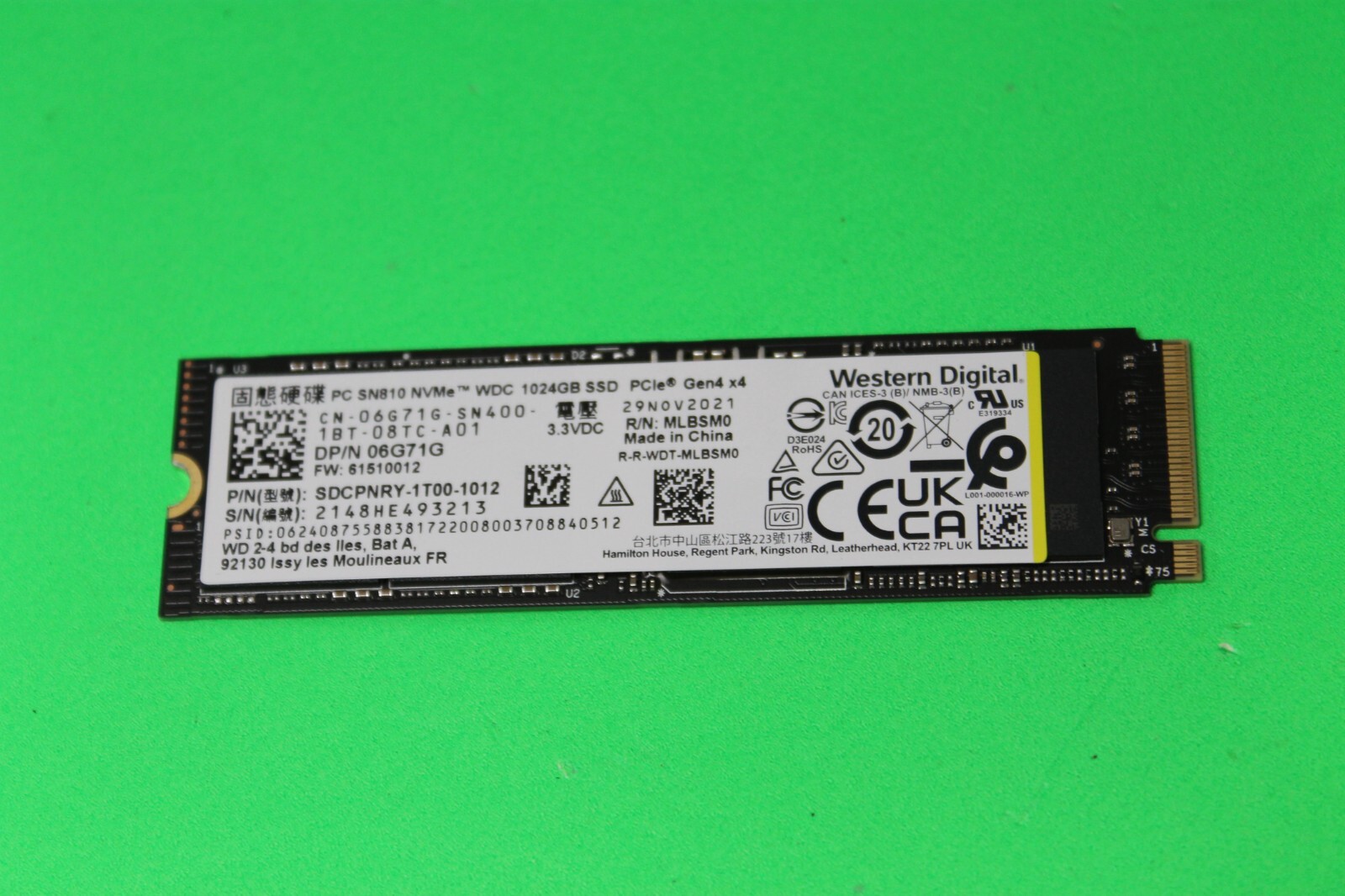 Western Digital SN810 Gen4 x4 NVMe 1TB Internal SSD M.2 2280 Western Digital SN810 Gen4 x4 NVMe 1TB Internal SSD M.2 2280