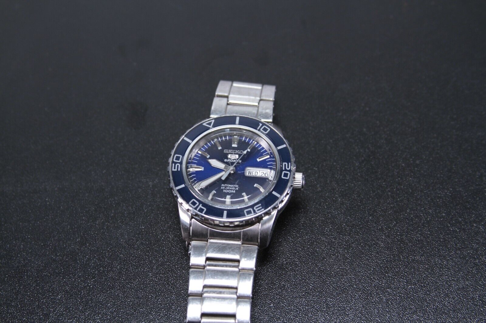 Seiko 5 Sports Automatic 23 Jewels 100M Watch Silver Blue Seiko 5 Sports Automatic 23 Jewels 100M Watch Silver Blue