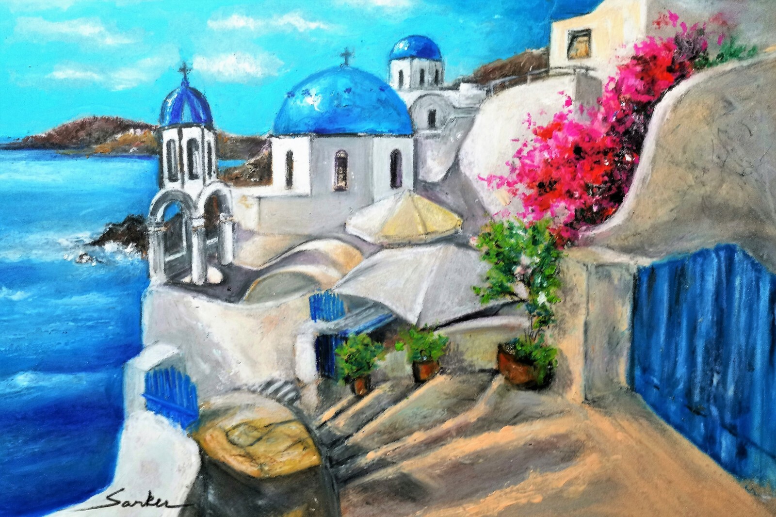Santorini, Greece - Colorful Island Art Wall Print - Affordable Modern ...