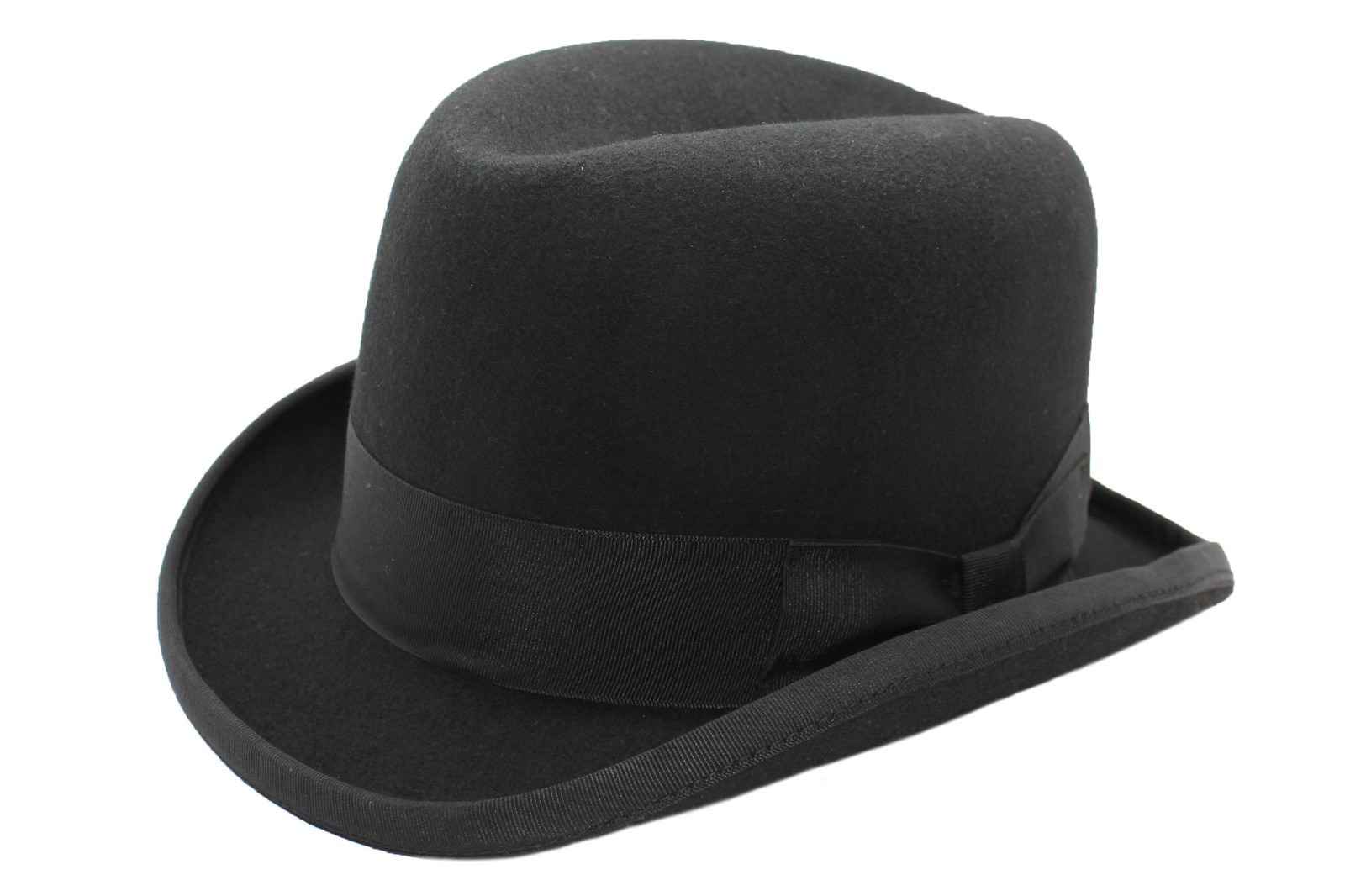 Black 100% Wool High Quality Hard Top Churchill Homburg Felt Trilby Hat ...