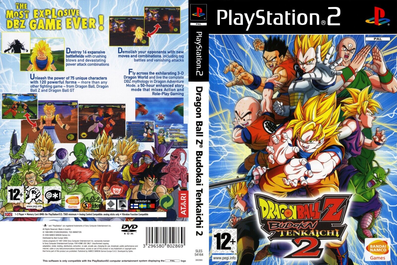 Dragonball Z Budokai Tenkaichi 2 PS2 Inlay Artwork