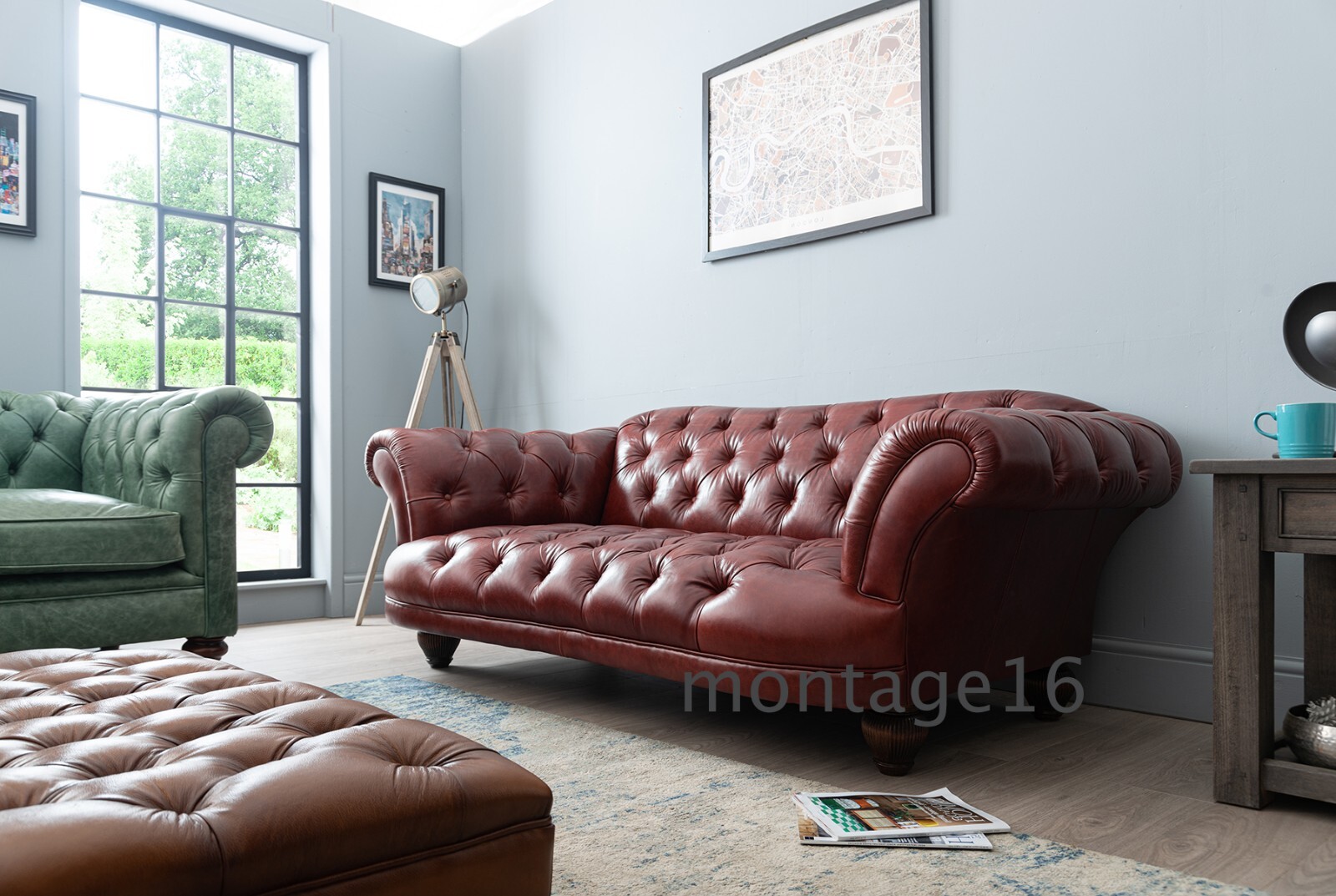 Bespoke Judge Oskar Button Back Seat Vintage Red Leather Chesterfield Sofa eBay