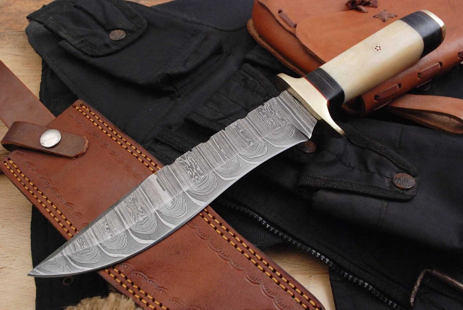 XXXL Bowie Damas tmesser Jagdmesser Taschenmesser Damast Messer Mega ...