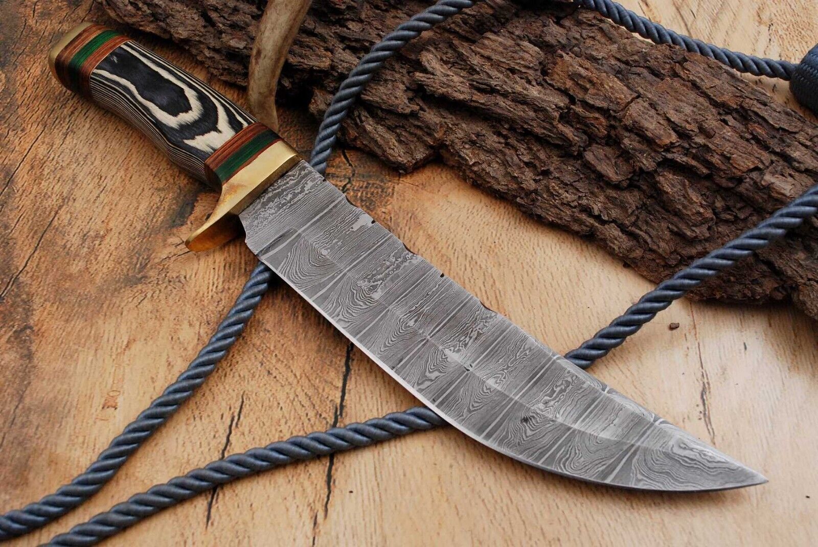 XXXL Bowie Damas tmesser Jagdmesser Taschenmesser Damast Messer Mega ...