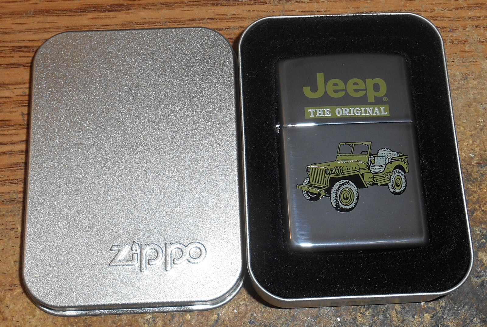 1999 ZIPPO JEEP MIDNIGHT CHROME FULL SIZE ADVERTISING LIGHTER/NIB/VERY ...
