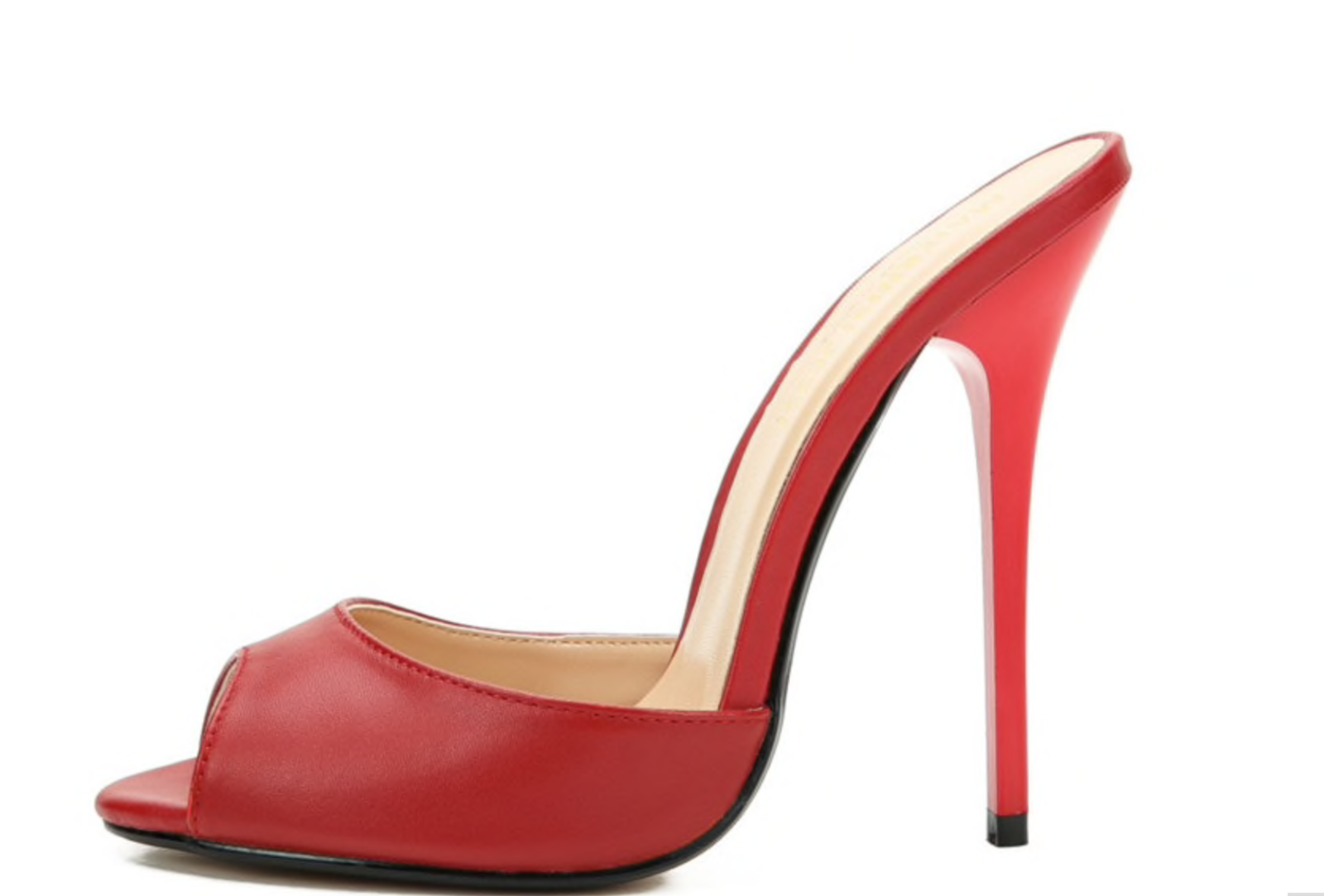 Very High Heel Mules Stiletto Peep Toe Fetish Black Red Sizes Uk4 15 Eu37 48 Ebay