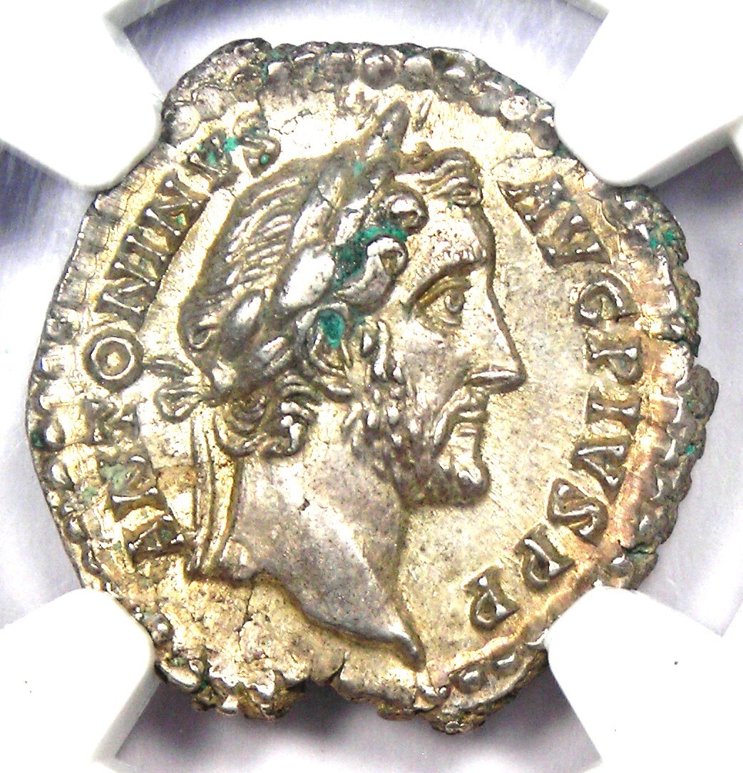 Antoninus Pius AR Denarius Silver Coin 138 AD - NGC Choice AU - 5/5 ...