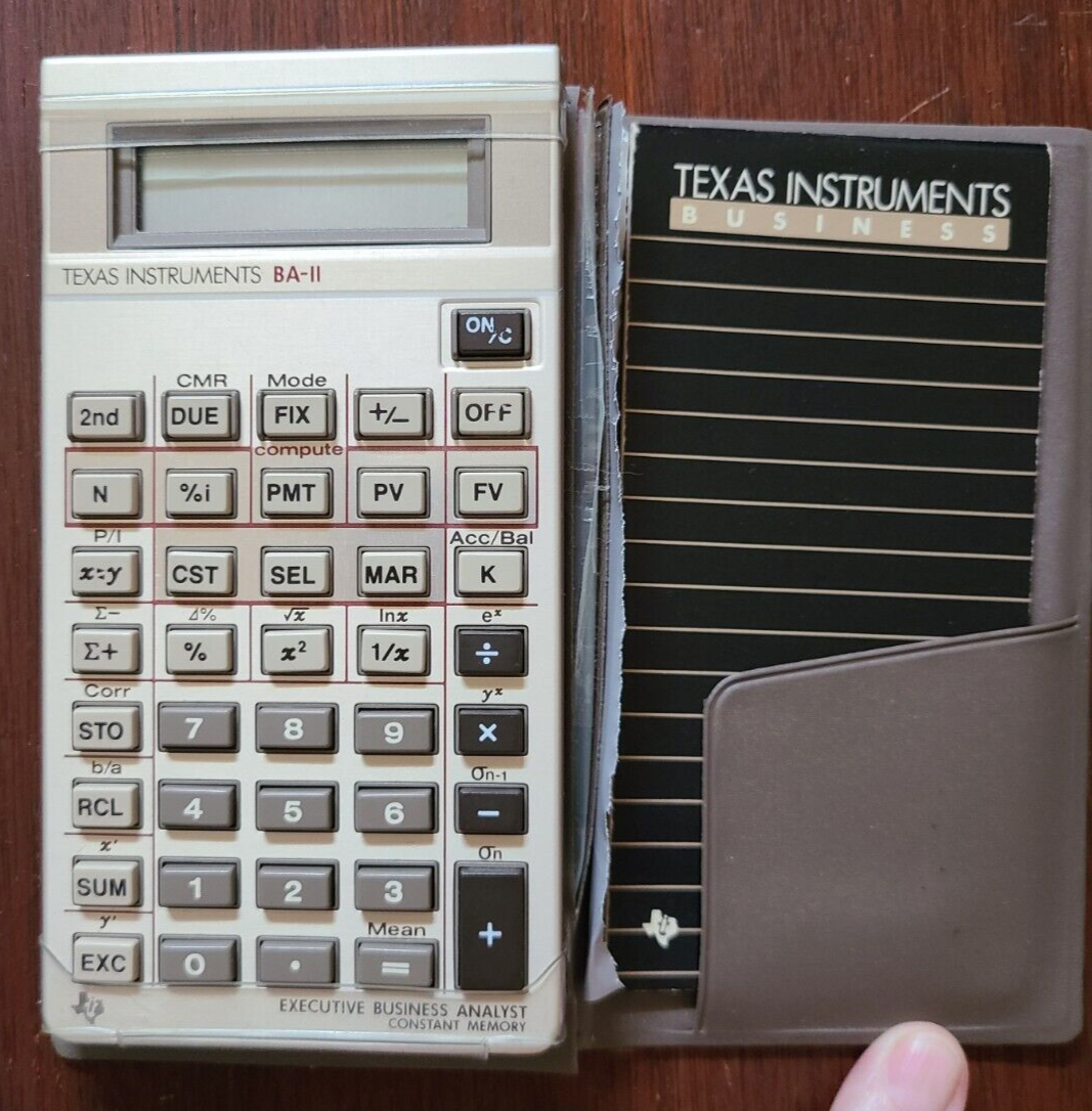 1984 Texas Instruments BA II Executive Business Analyst Calculator, Ca | Pricetronic