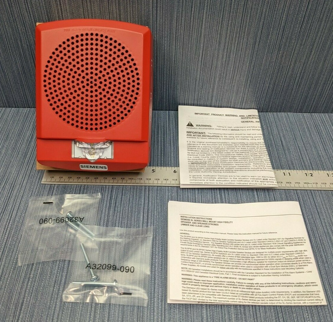 Siemens S54329 F43 A2 Slspwr F Red Wall Speaker Led Strobe Wall Mount