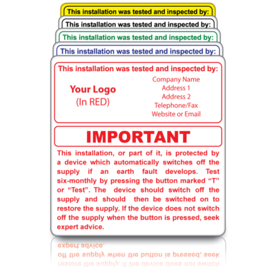 Personalised RCD Test Labels in Black, Red, Blue, Green or Yellow | eBay