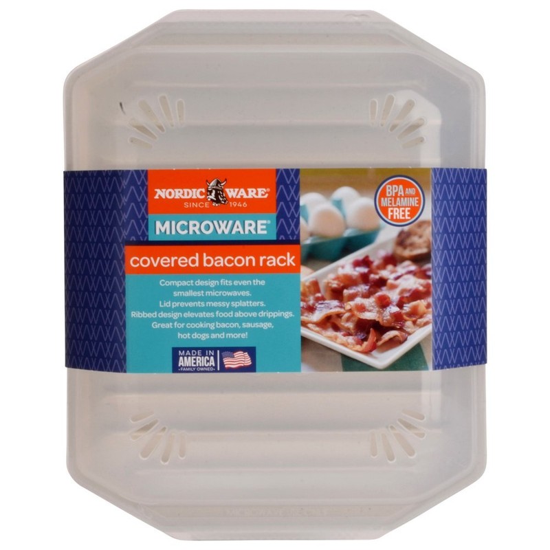 Microwave Safe Covered Bacon Rack With Lid White