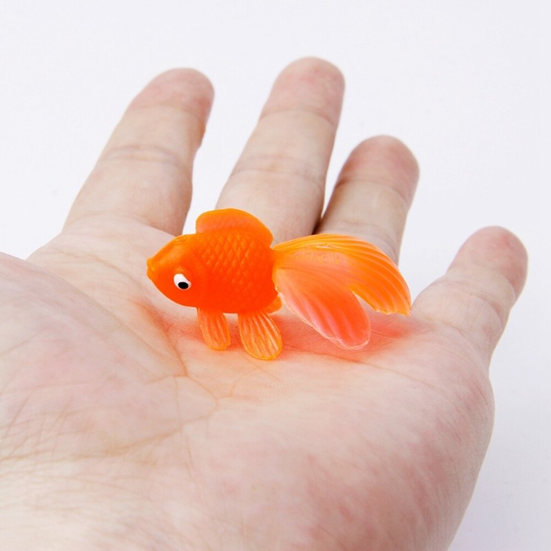 Soft Rubber Fish Tank Decoration Baby Bath Toys Simulation Goldfish ...